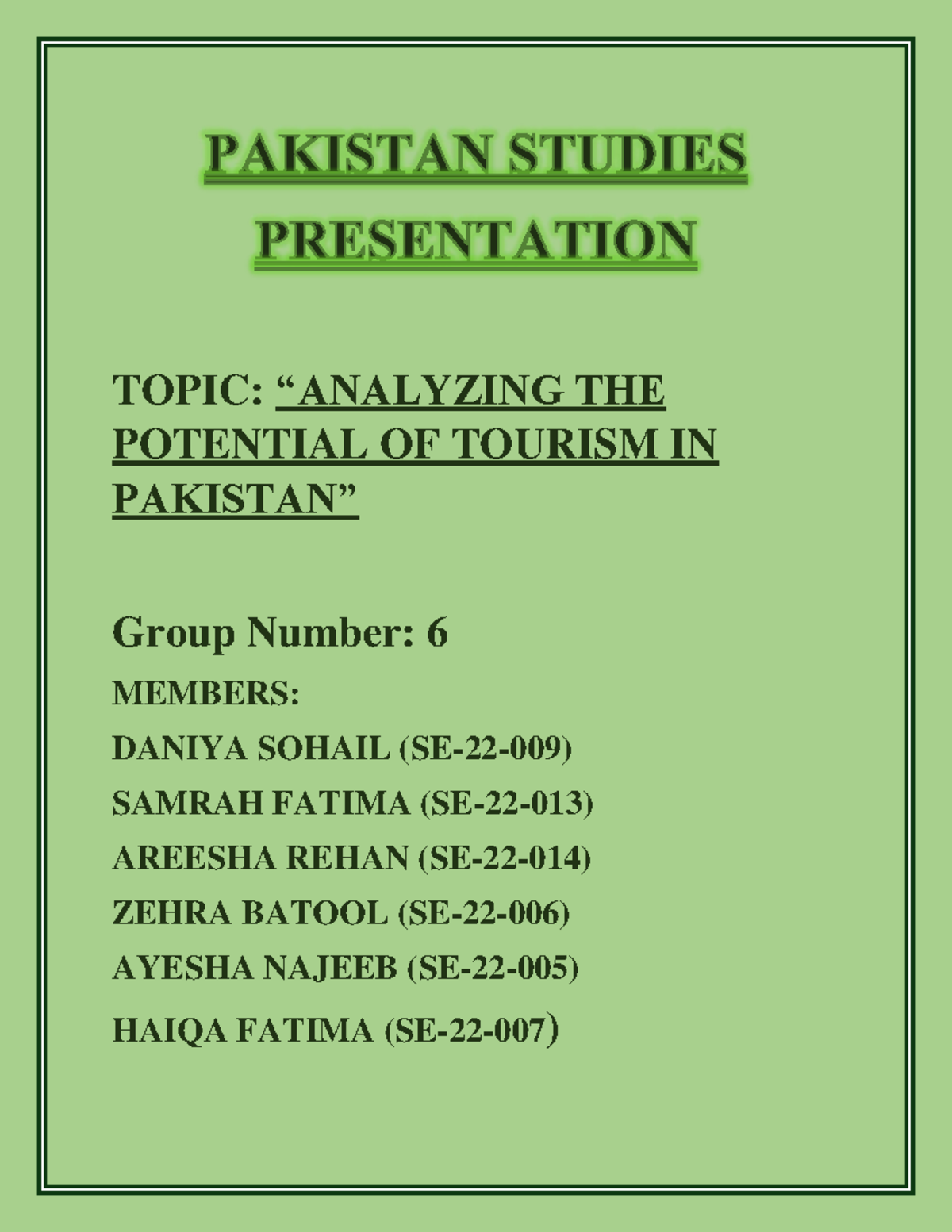 Pst presentation - Lecture notes - TOPIC: “ANALYZING THE POTENTIAL OF ...