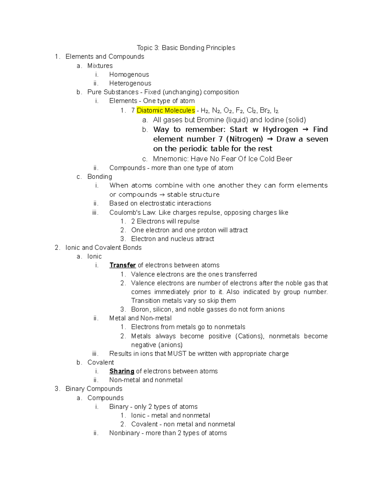 Topic 3 Basic Bonding Principles - Topic 3: Basic Bonding Principles ...