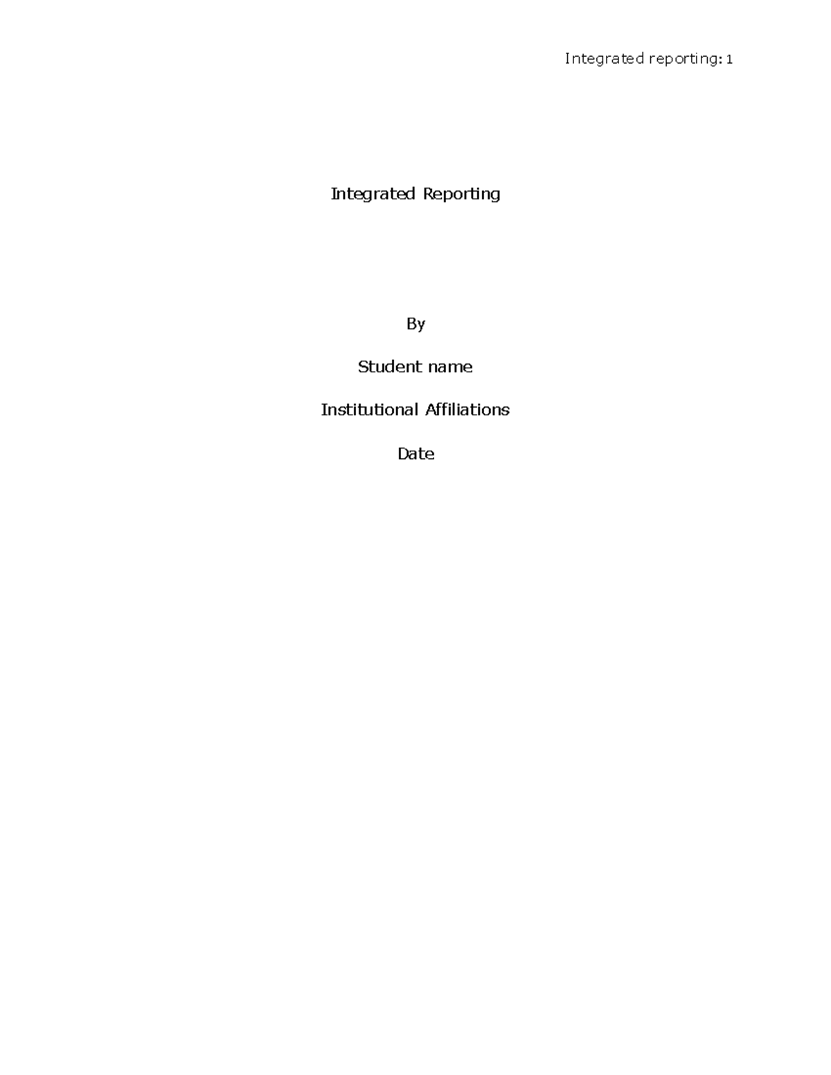 Intergrated reporting report - Integrated reporting: 1 Integrated ...