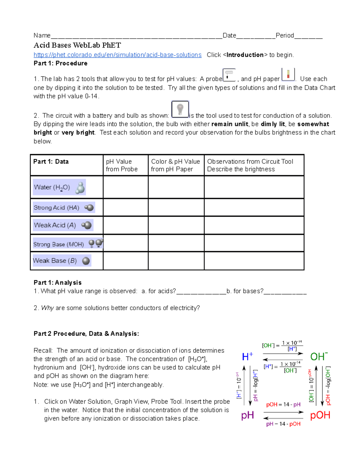 Acid-Base Web Lab Ph ET - Acid base - - Studocu