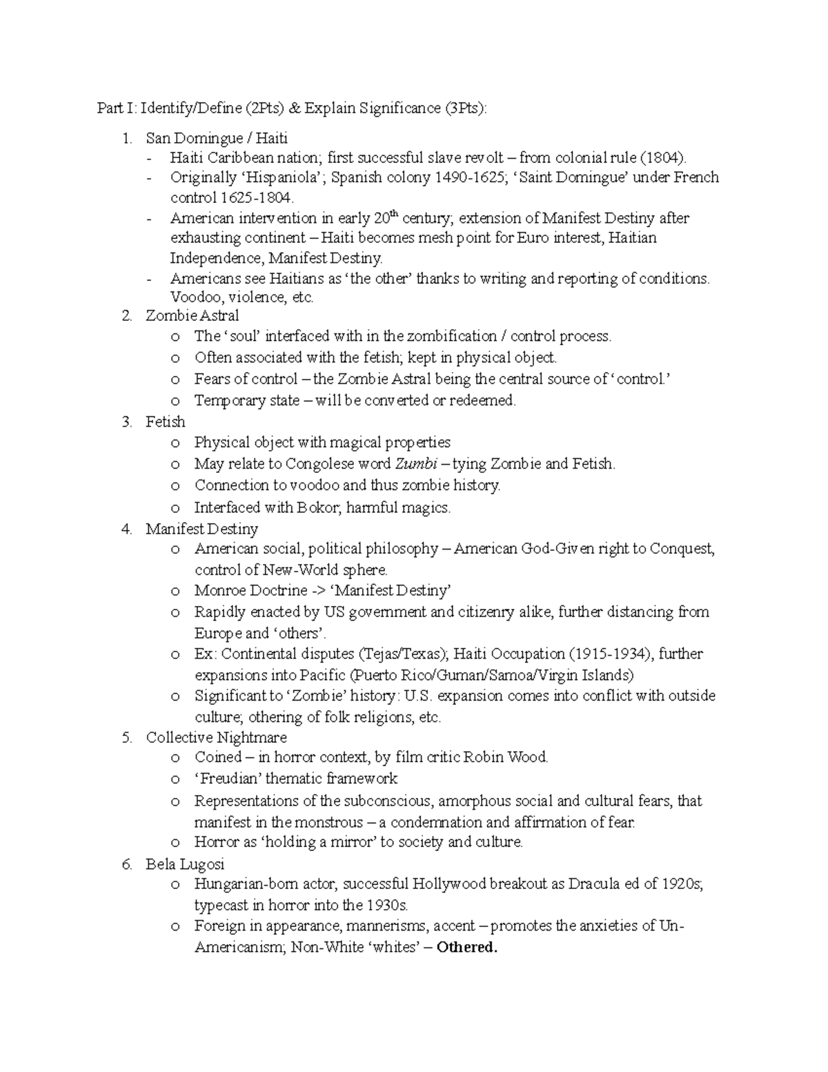 HIST 1900 2024 MT - Midterm study notes, HIST 1900 2024 - Part I ...