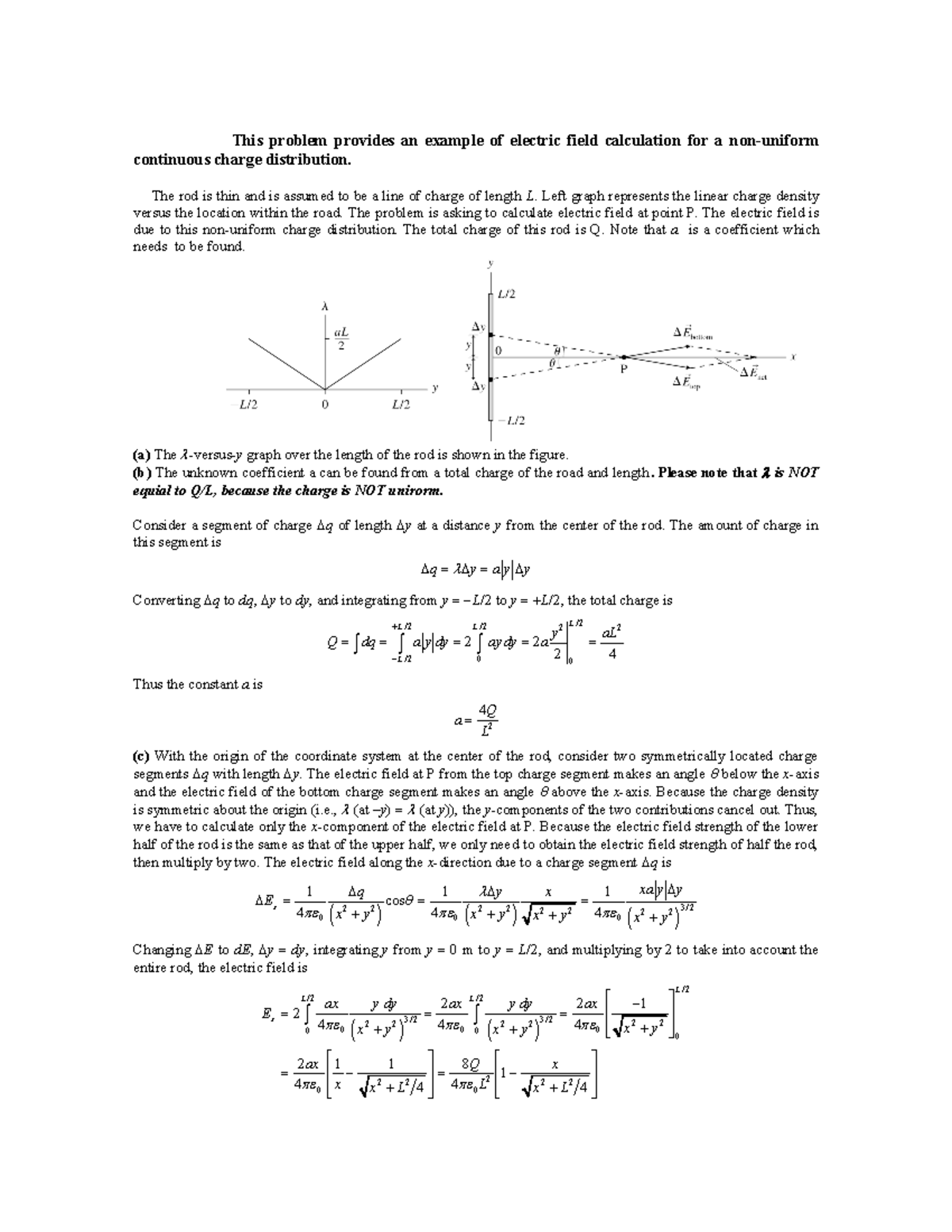 Example of non-uniform charge distribution - This problem provides an ...