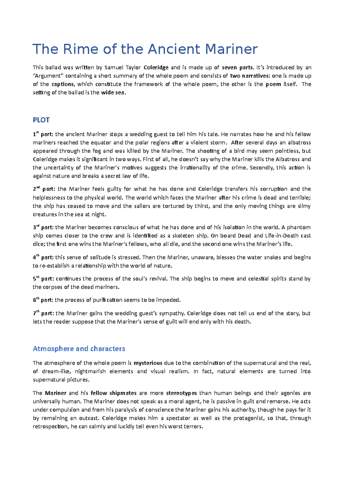 The Rime of the Ancient Mariner by Coleridge - The Rime of the Ancient ...