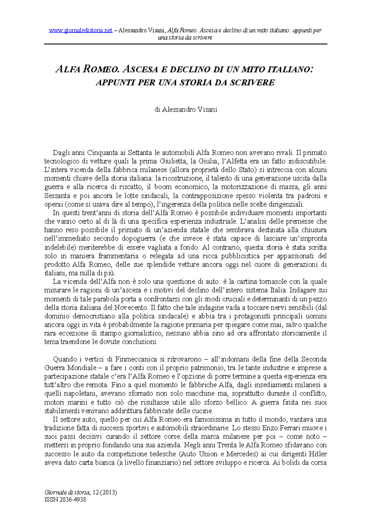 A Visani Alfa Romeo Ascesa e declino di - una storia da scrivere ALFA ...