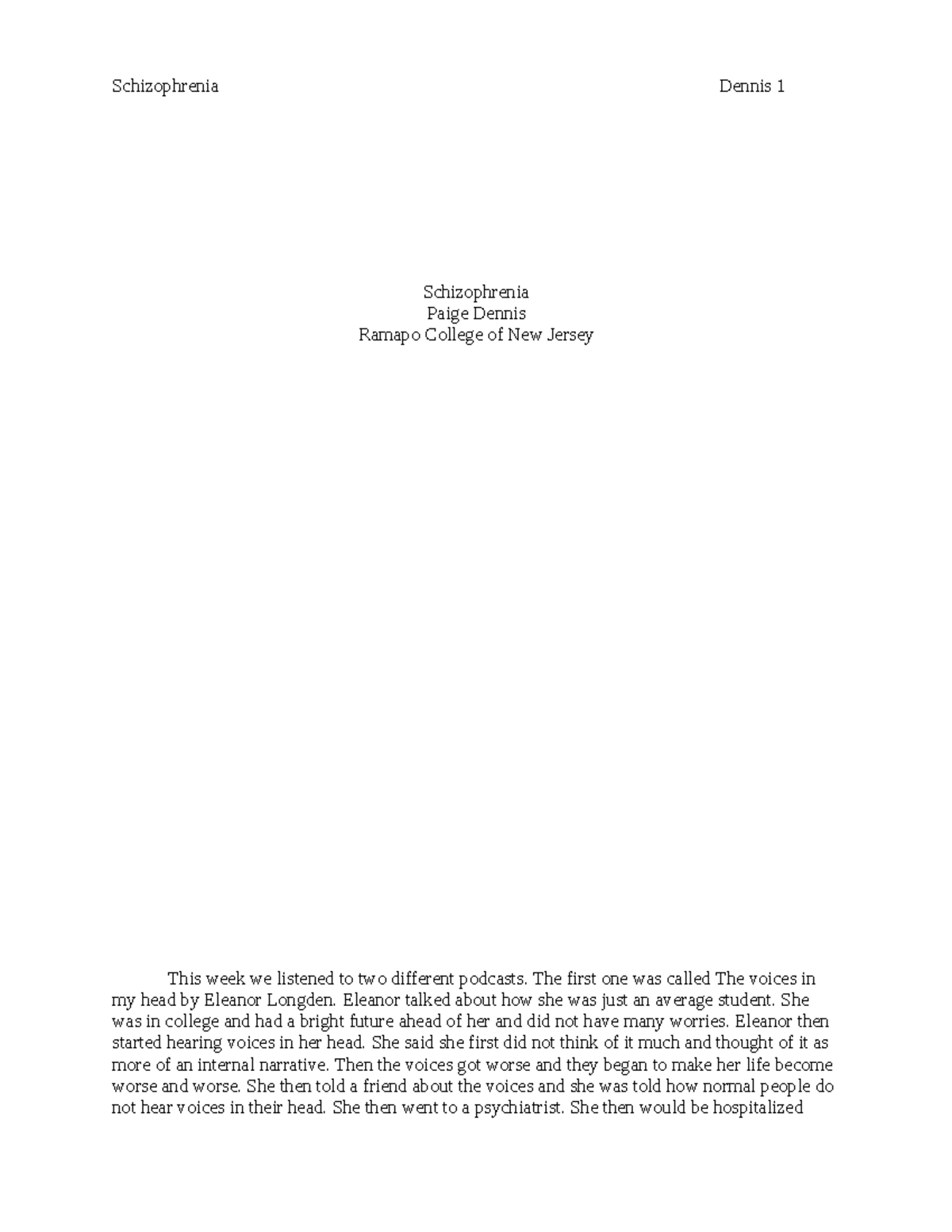 Schizophrenia - The first one was called The voices in my head by ...