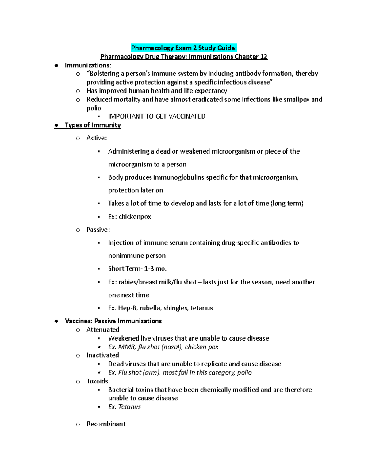 Pharmacology Exam 2 Study Guide Pharmacology Exam 2 Study Guide