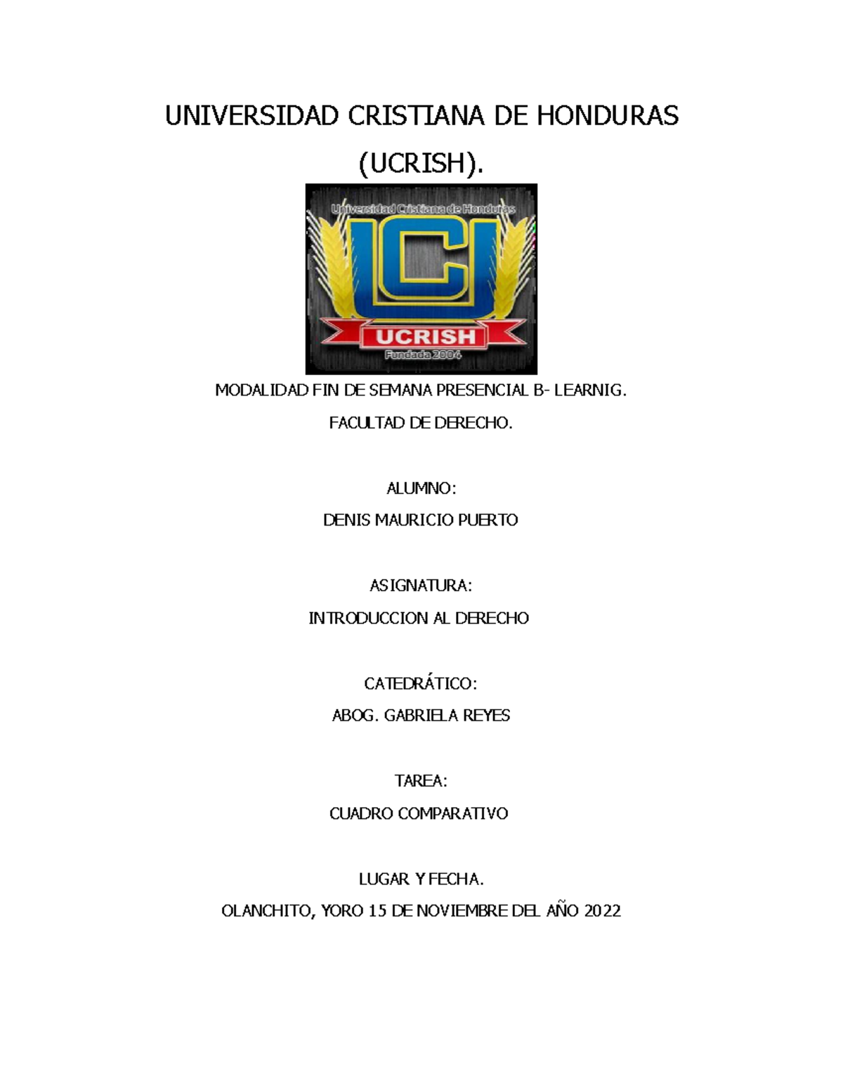 Cuadro Comparativo sem10 - UNIVERSIDAD CRISTIANA DE HONDURAS (UCRISH ...