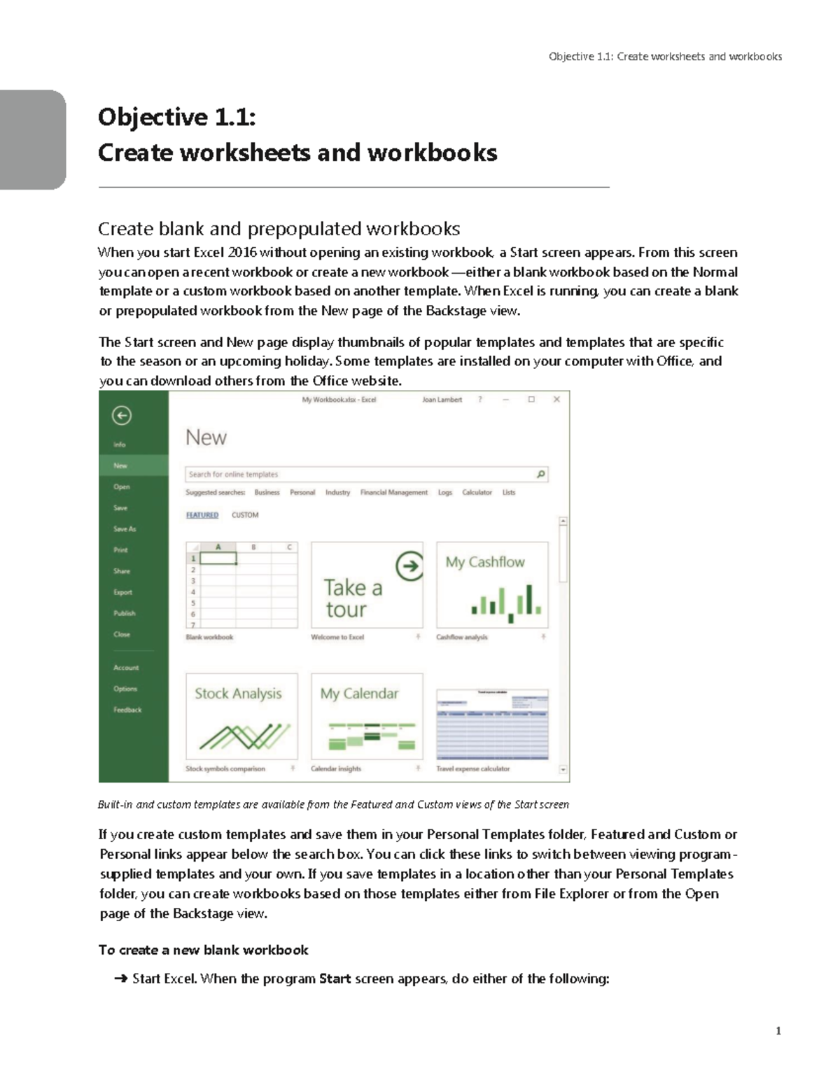 Excel Skills - ss ss - Objective 1: Create worksheets and workbooks ...