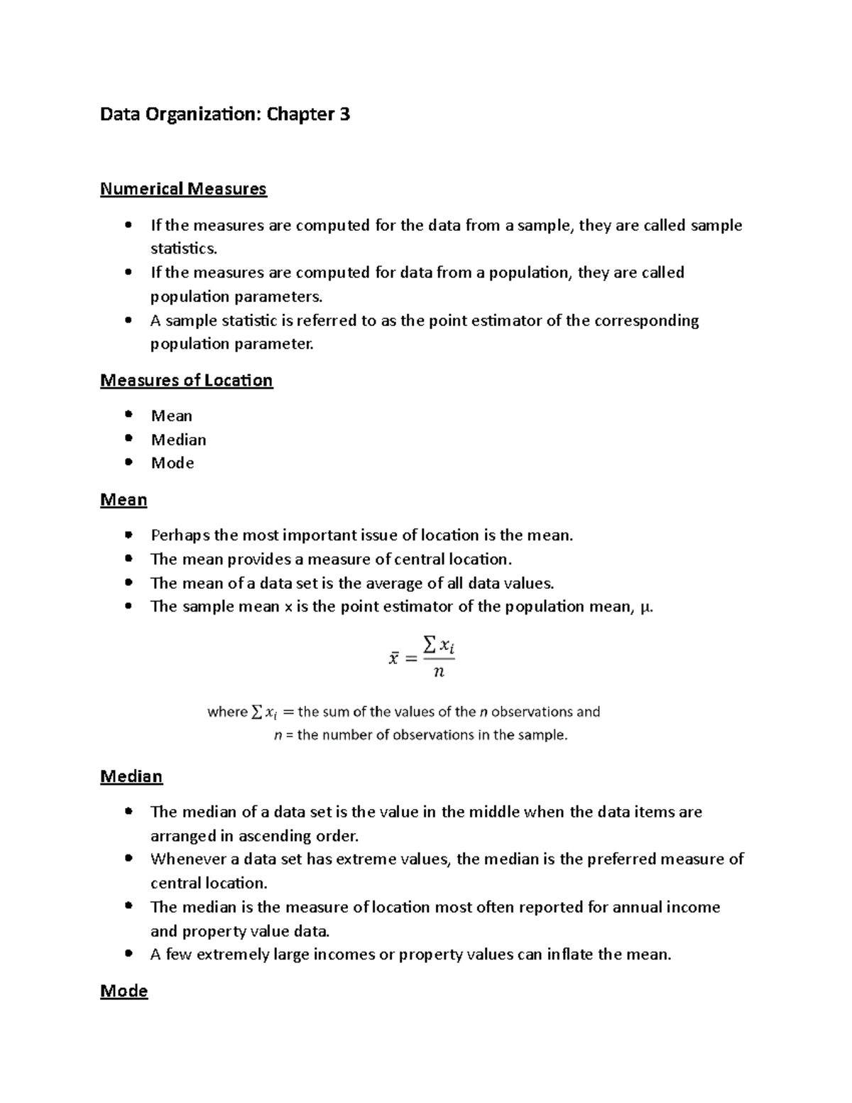 Data Organization Chapter 3 - Business Statistics - Data Organization: Chapter 3 Numerical ...