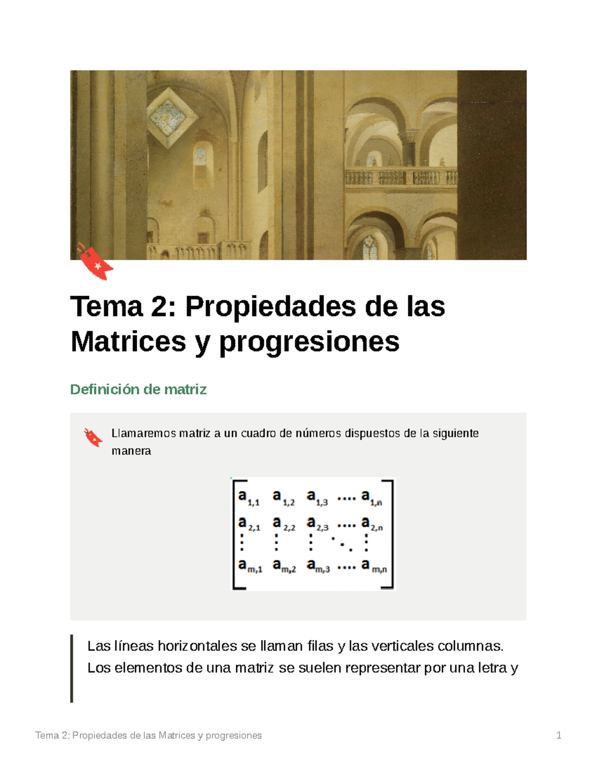 Tema 2 Propiedades de las Matrices y progresiones - Tema 2: Propiedades ...