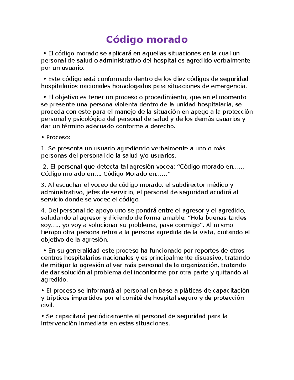 Codigo morado - pp mm mmm - Código morado • El código morado se ...