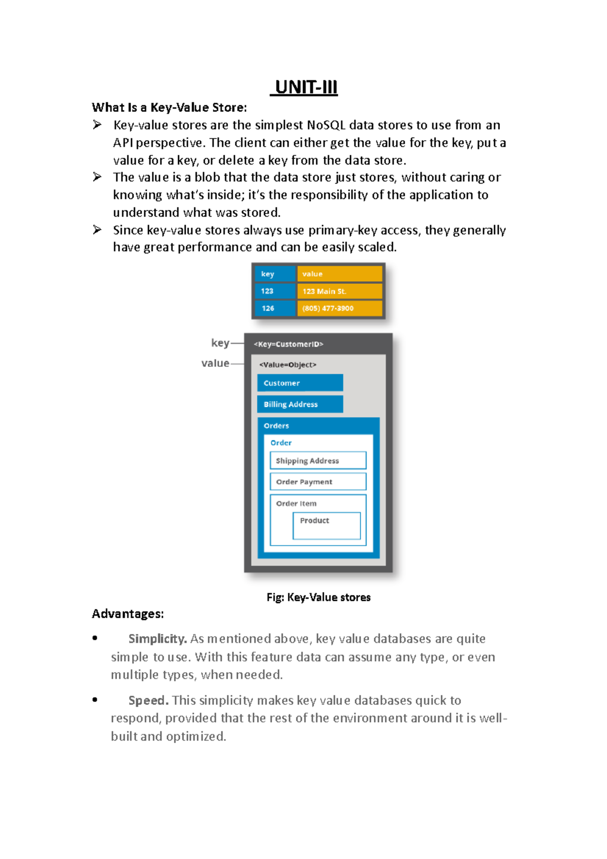 Nosql 3 - UNIT-III What Is a Key-Value Store: Key-value stores are the ...