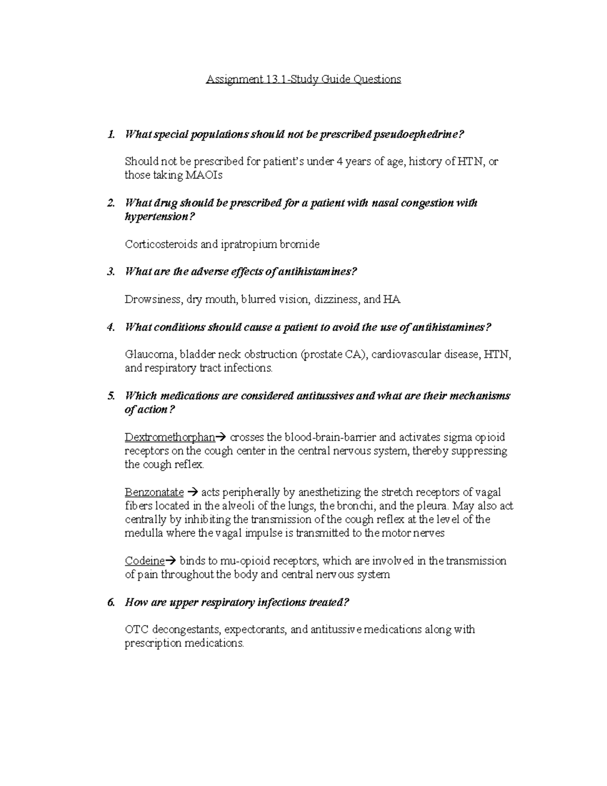 Assignment 13.1 study guide - Assignment 13-Study Guide Questions 1 ...