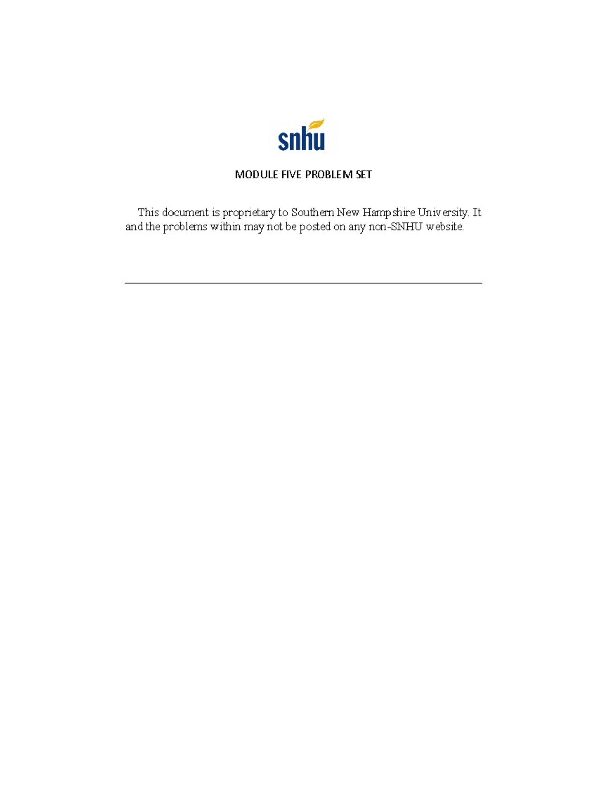 MAT 230 module 5 assignment - MODULE FIVE PROBLEM SET This document is proprietary to Southern ...