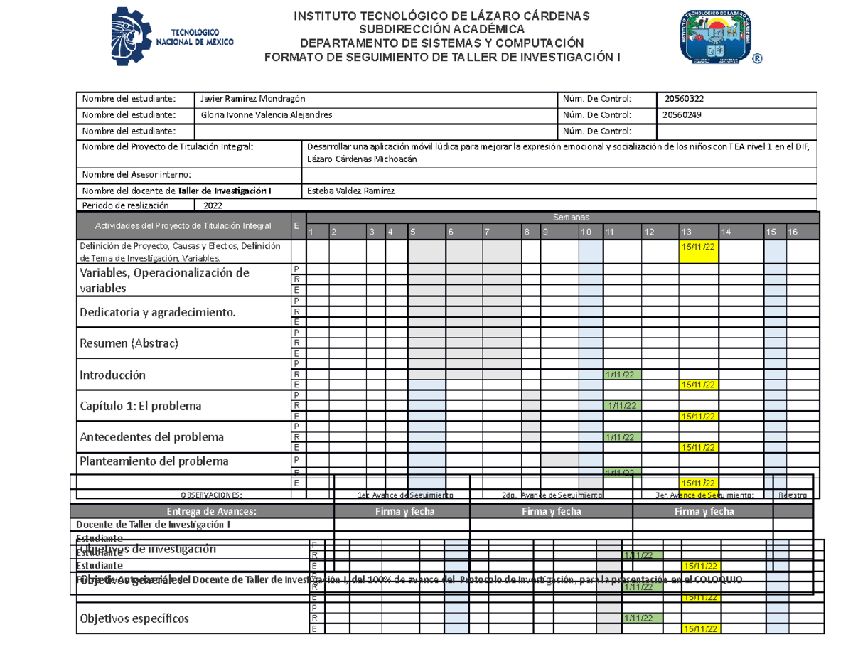 Cronograma IMP - copia - Nombre del estudiante: Javier Ramírez ...