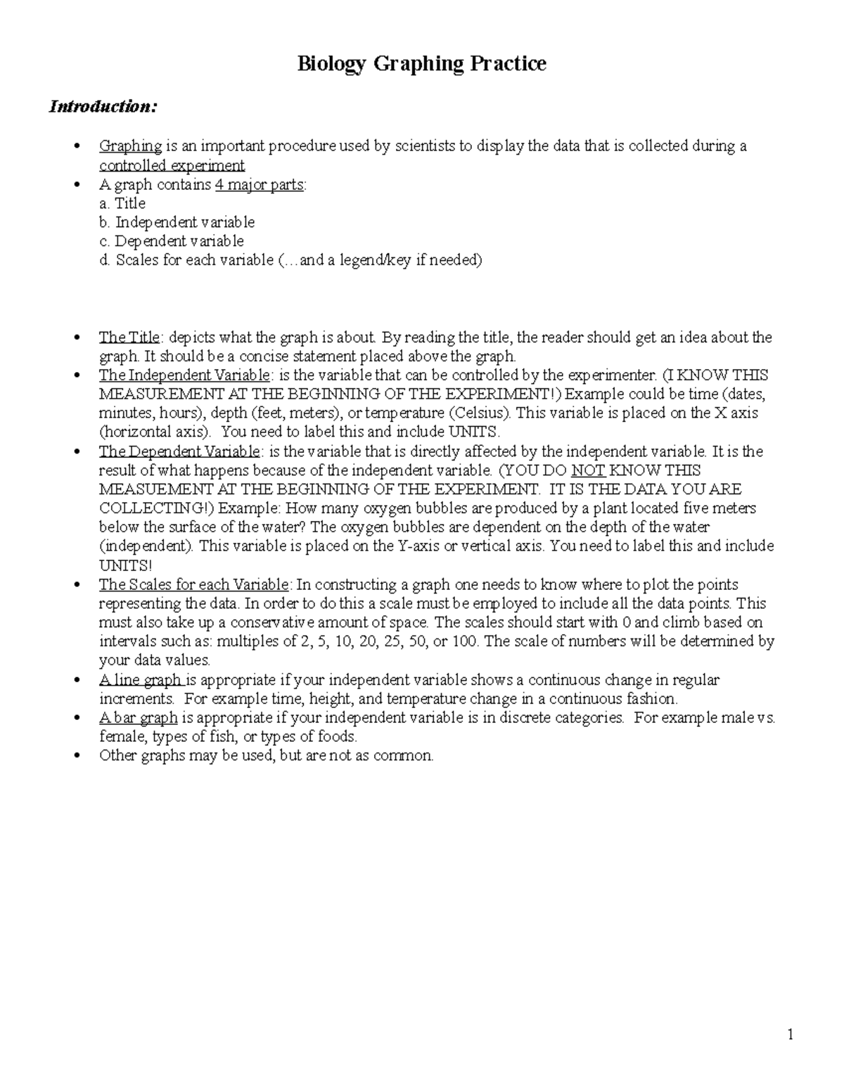 Graphing Practice - Simple - Biology Graphing Practice Introduction ...