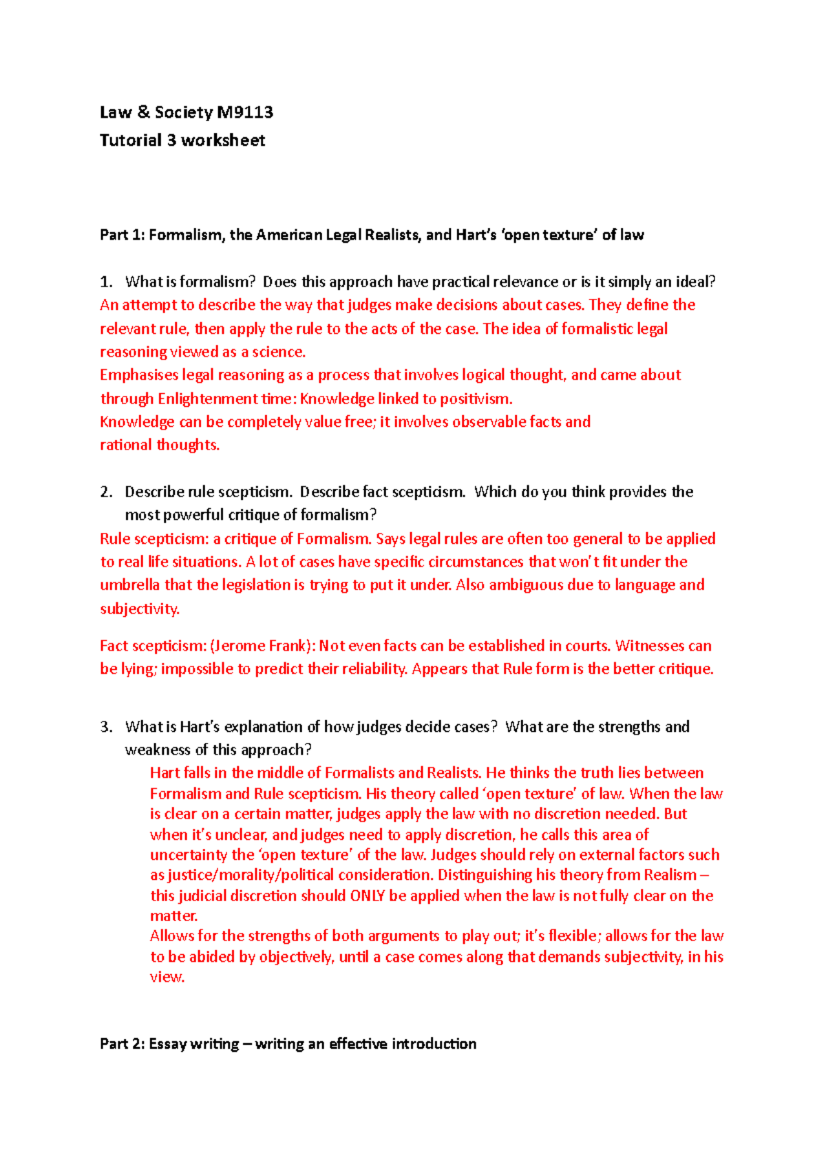 Tutorial 3 worksheet - Law & Society M Tutorial 3 worksheet Part 1 ...