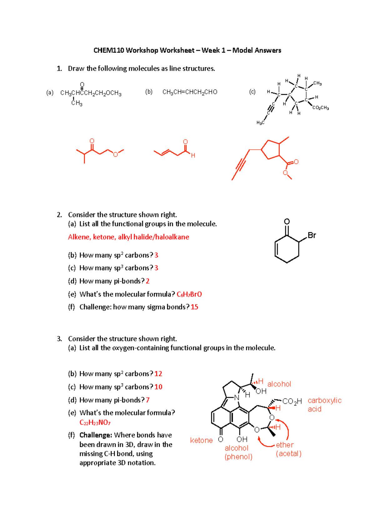 CHEM110 Workshop Worksheet 1 Ans - CHEM110 Workshop Worksheet 3 Week 1 ...
