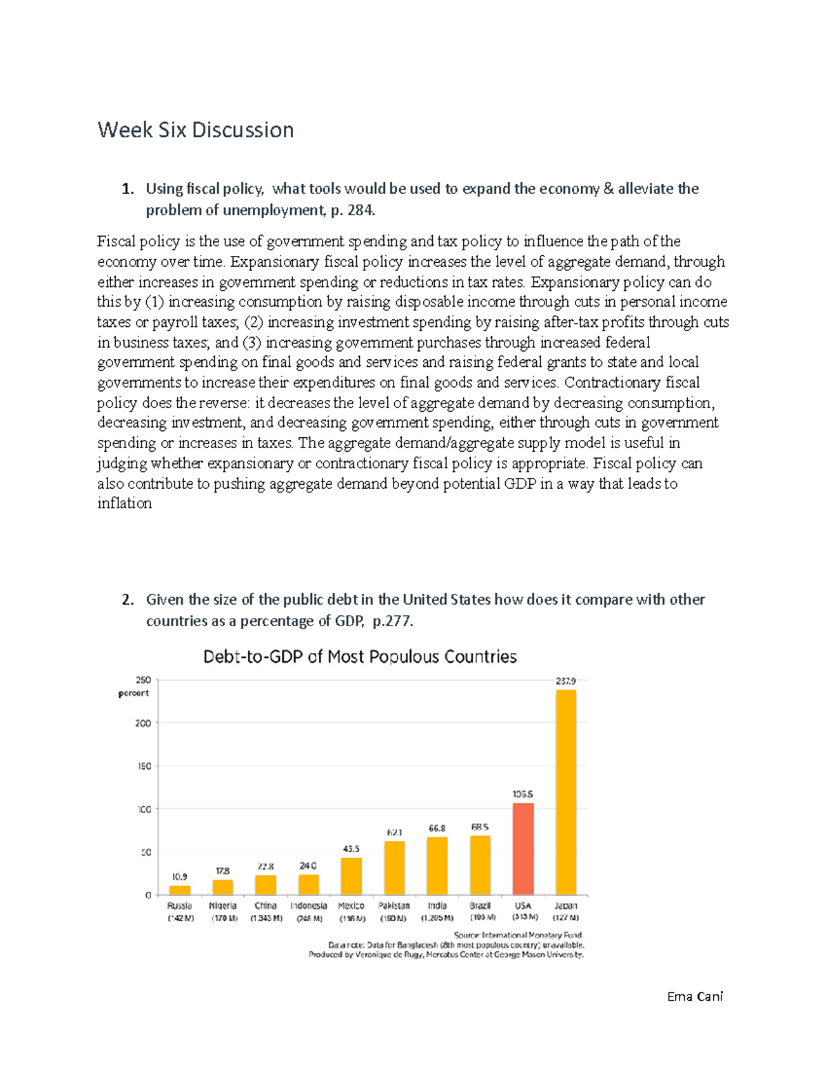 Document 20 - Fiscal Policy - Week Six Discussion Using fiscal policy ...