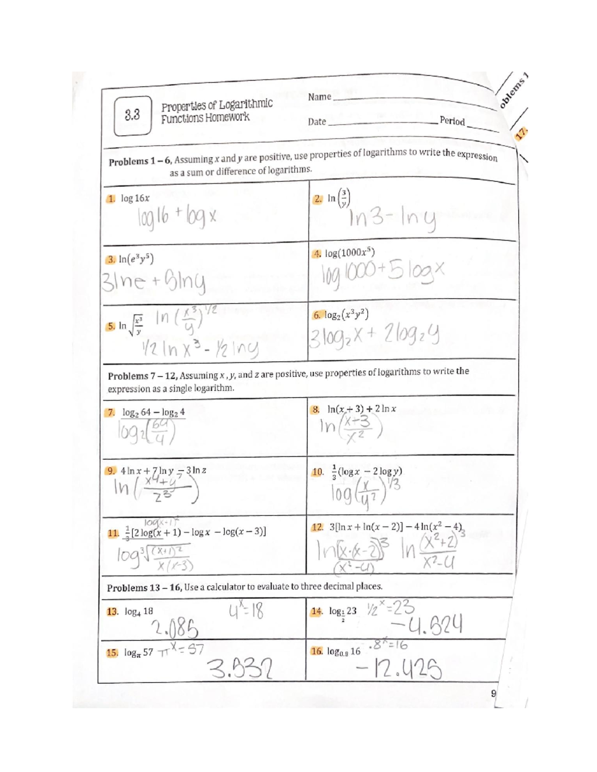 Properties of logarithmic - MTH 130 - Studocu