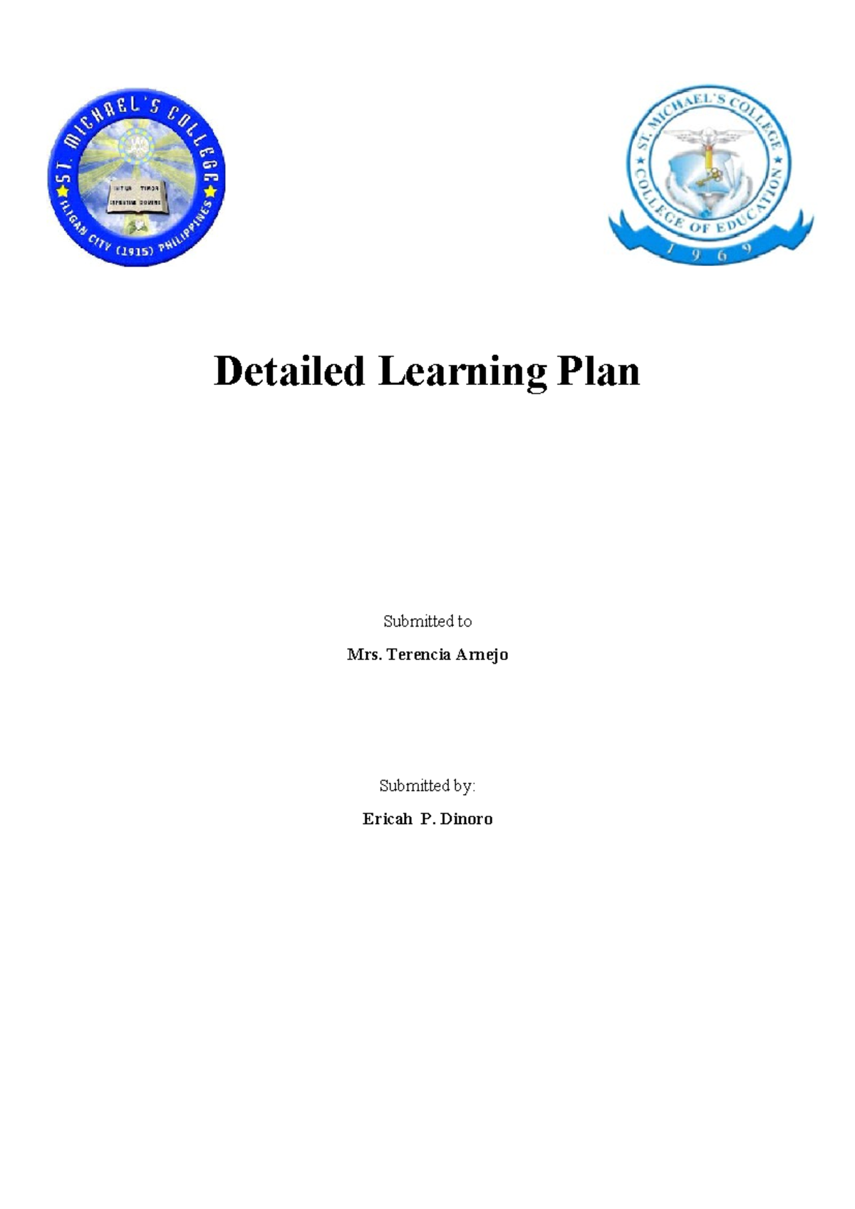Final Revised Detailed Learning PLAN - Detailed Learning Plan Submitted ...