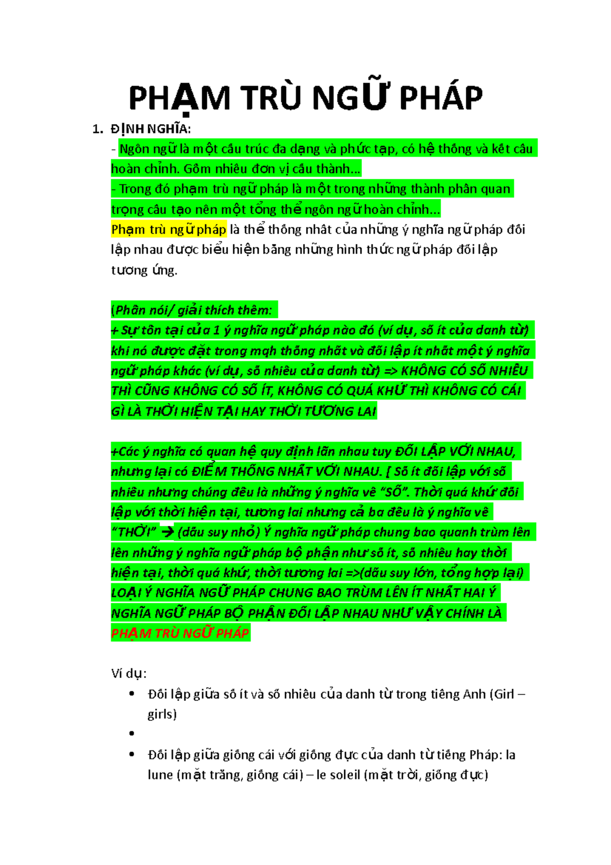 Soạn PHẠM TRÙ NGỮ PHÁP - Dan luan ngon ngu Pham tru ngu phap - PH ẠM TRÙ NG Ữ PHÁP 1. Đ NH NGHĨA ...