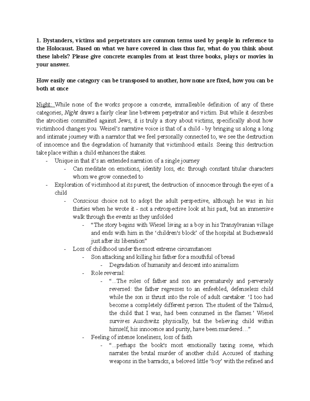 Midterm Essay Outline - 1. Bystanders, victims and perpetrators are ...