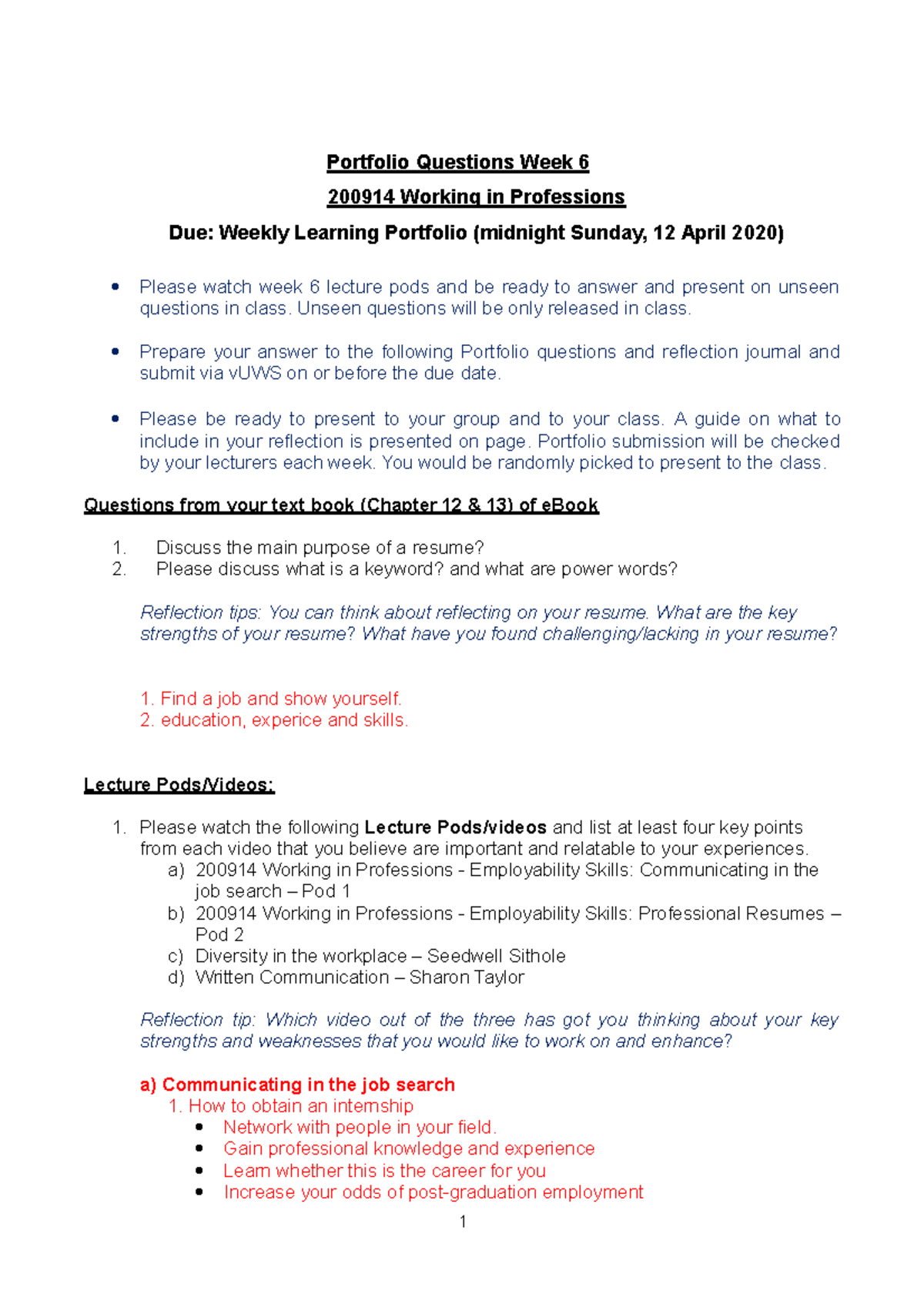 Week 6 Weekly Portfolio Questions Answer - Portfolio Questions Week 6 ...