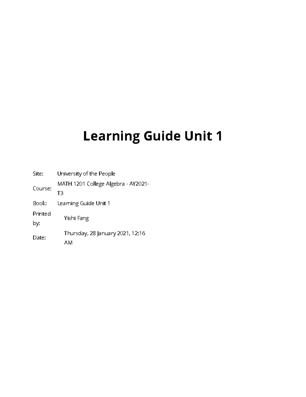 MATH 1201 Learning Guide Unit 1 - Learning Guide Unit 1 Site: University of the People Course ...