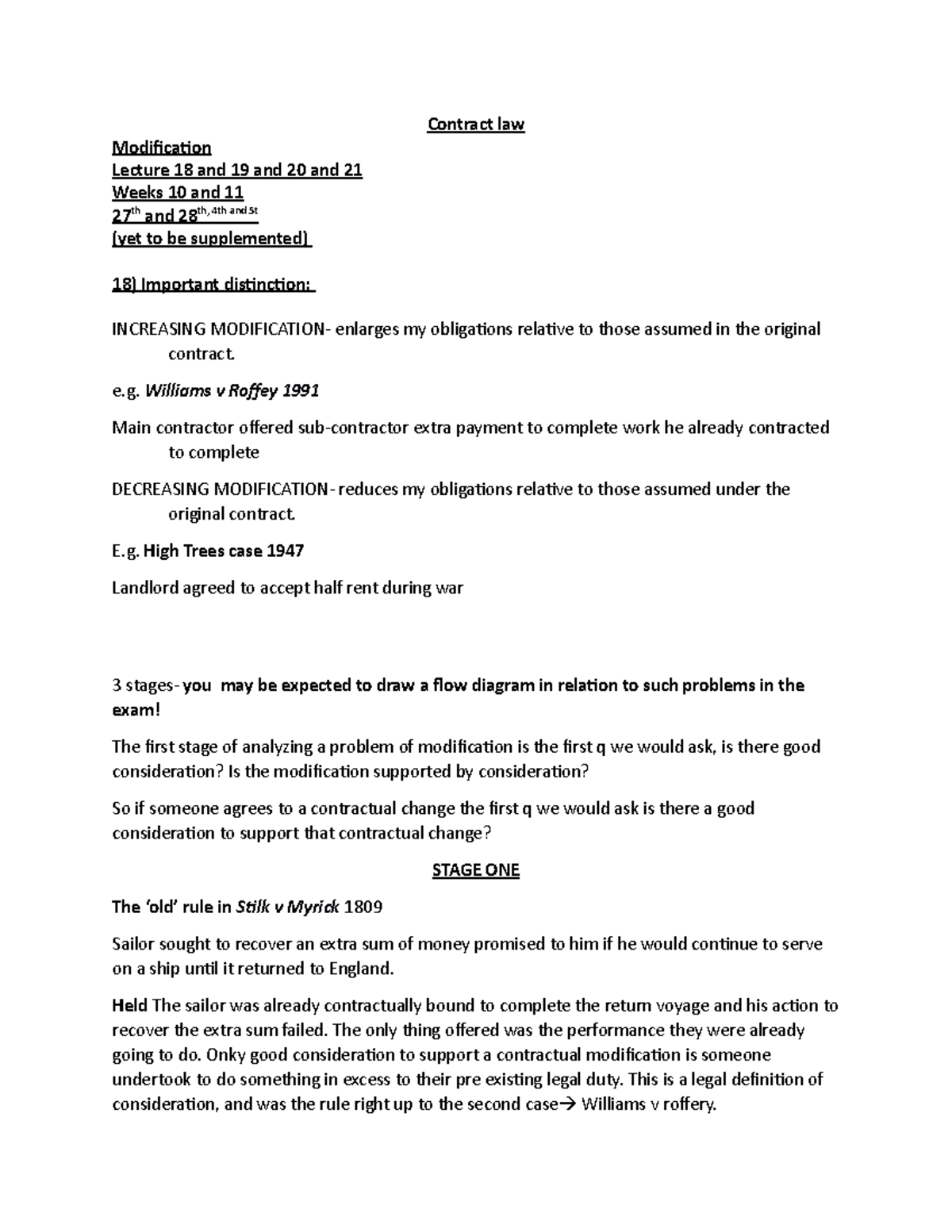 Contract LAW lecture 18,19,20 and 21 modification - Contract law ...