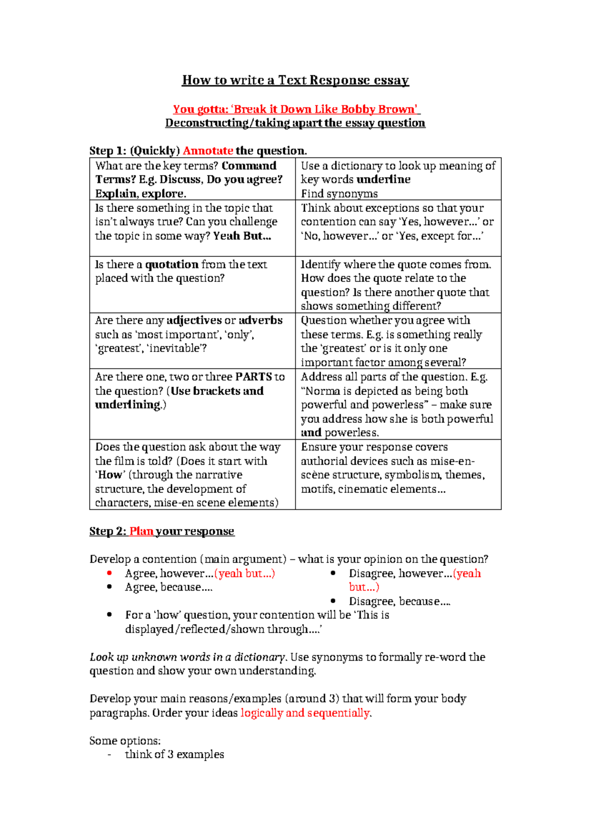 How to write a SB Essay 2024 - How to write a Text Response essay You ...