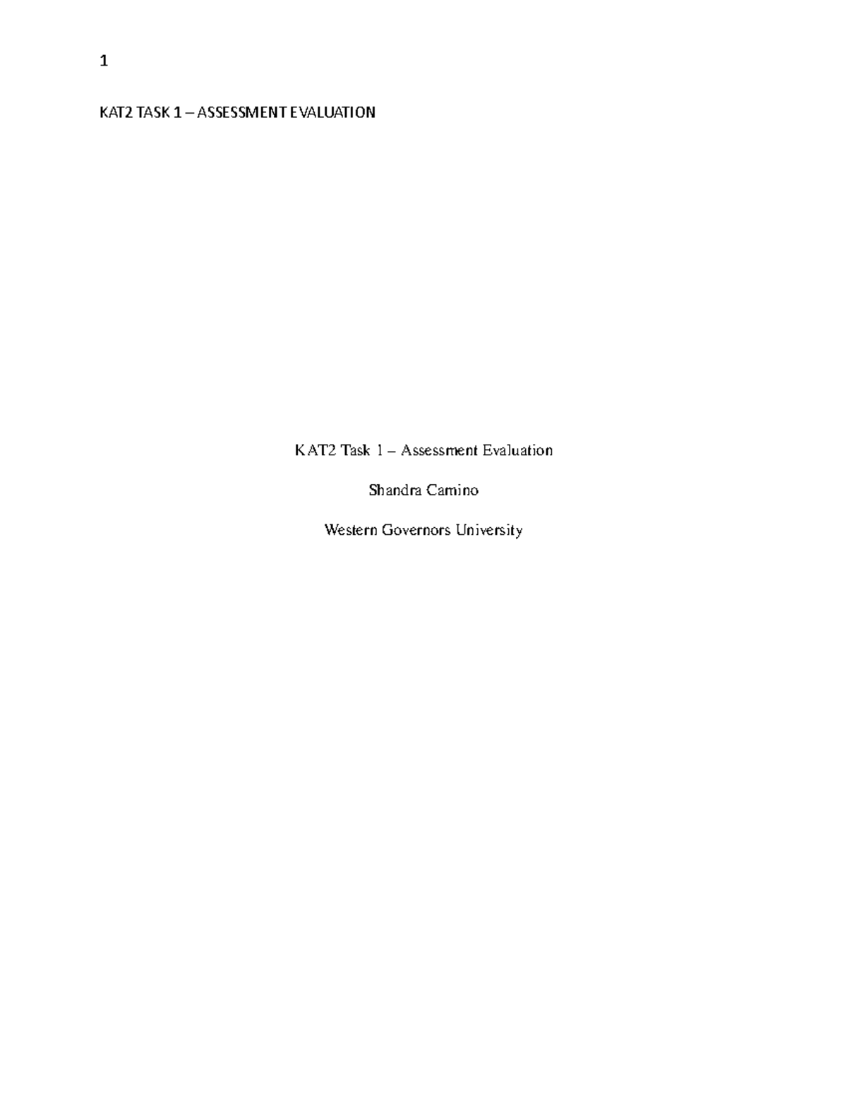 KAT2 Task 1 - Pass - KAT2 TASK 1 – ASSESSMENT EVALUATION KAT2 Task 1 ...