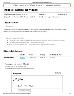 Examen Parcial 2 - [Unidad 3 Y Unidad 4] Matematicas IV - Este examen se ha calificado de nuevo ...