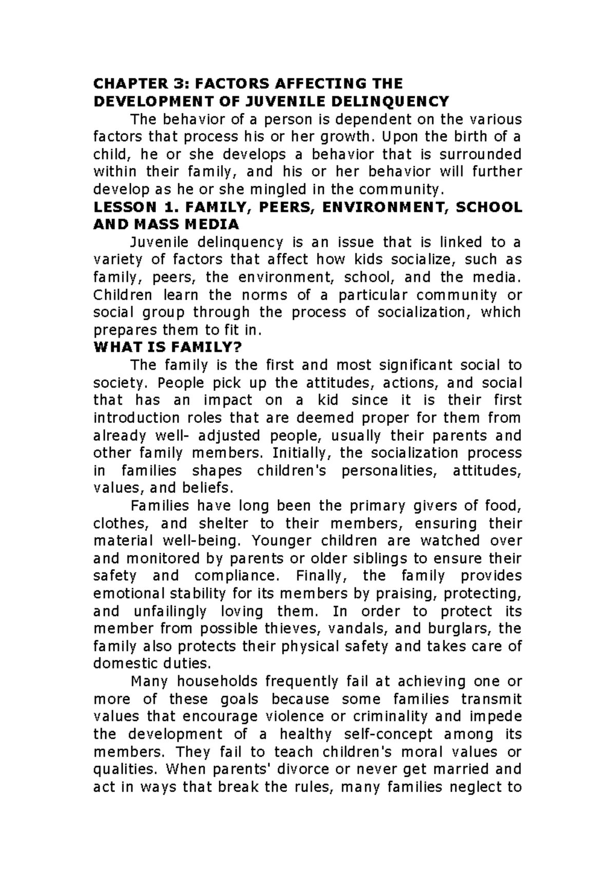CRIM 5 Chapter 3 2 - Educational purpose only - CHAPTER 3: FACTORS ...