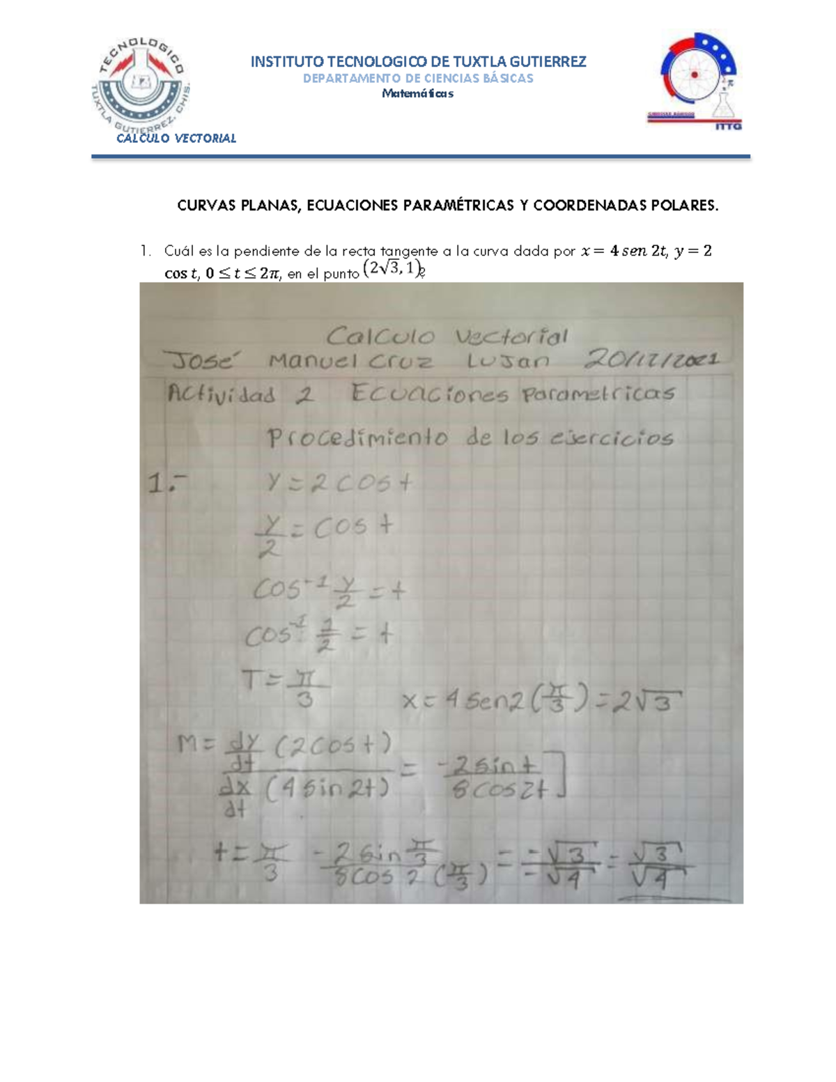 Ecuaciones Parametricas Calculo Vectorial - DEPARTAMENTO DE CIENCIAS BÁSICAS Matemáticas CÁLCULO ...
