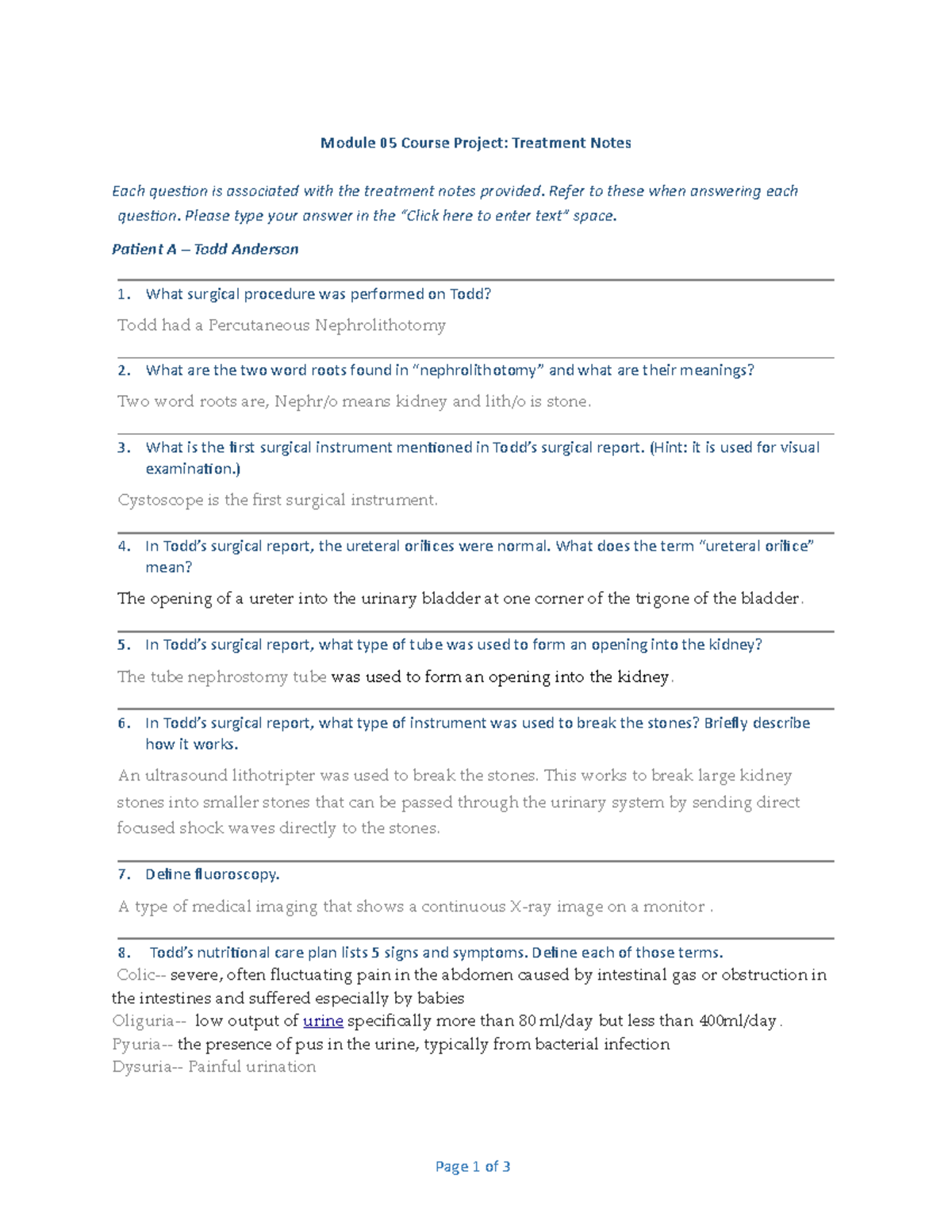 Module 5 Course Project Questions - Module 05 Course Project: Treatment ...