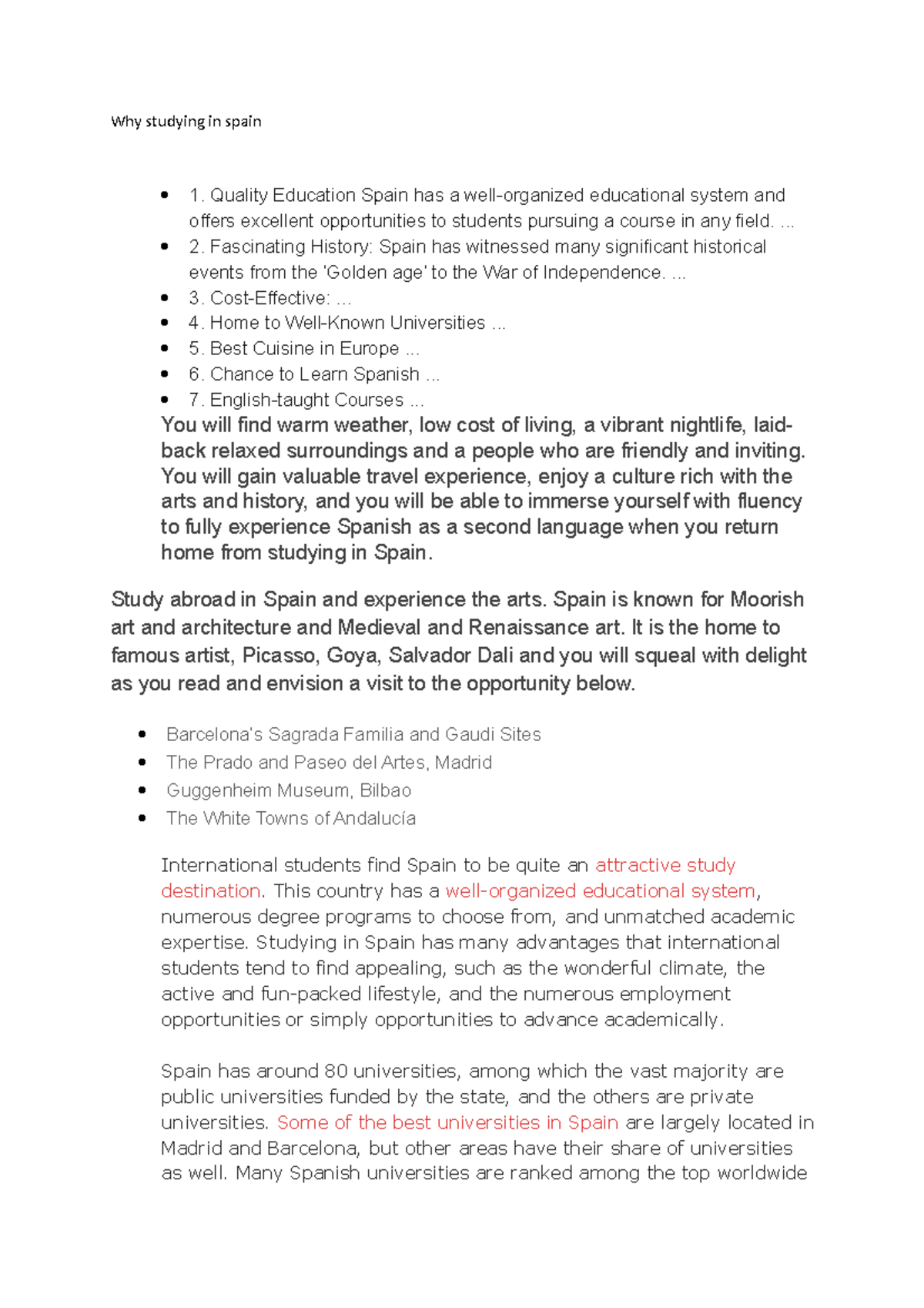 Why studying in spain - kdnzkef - Why studying in spain 1. Quality ...