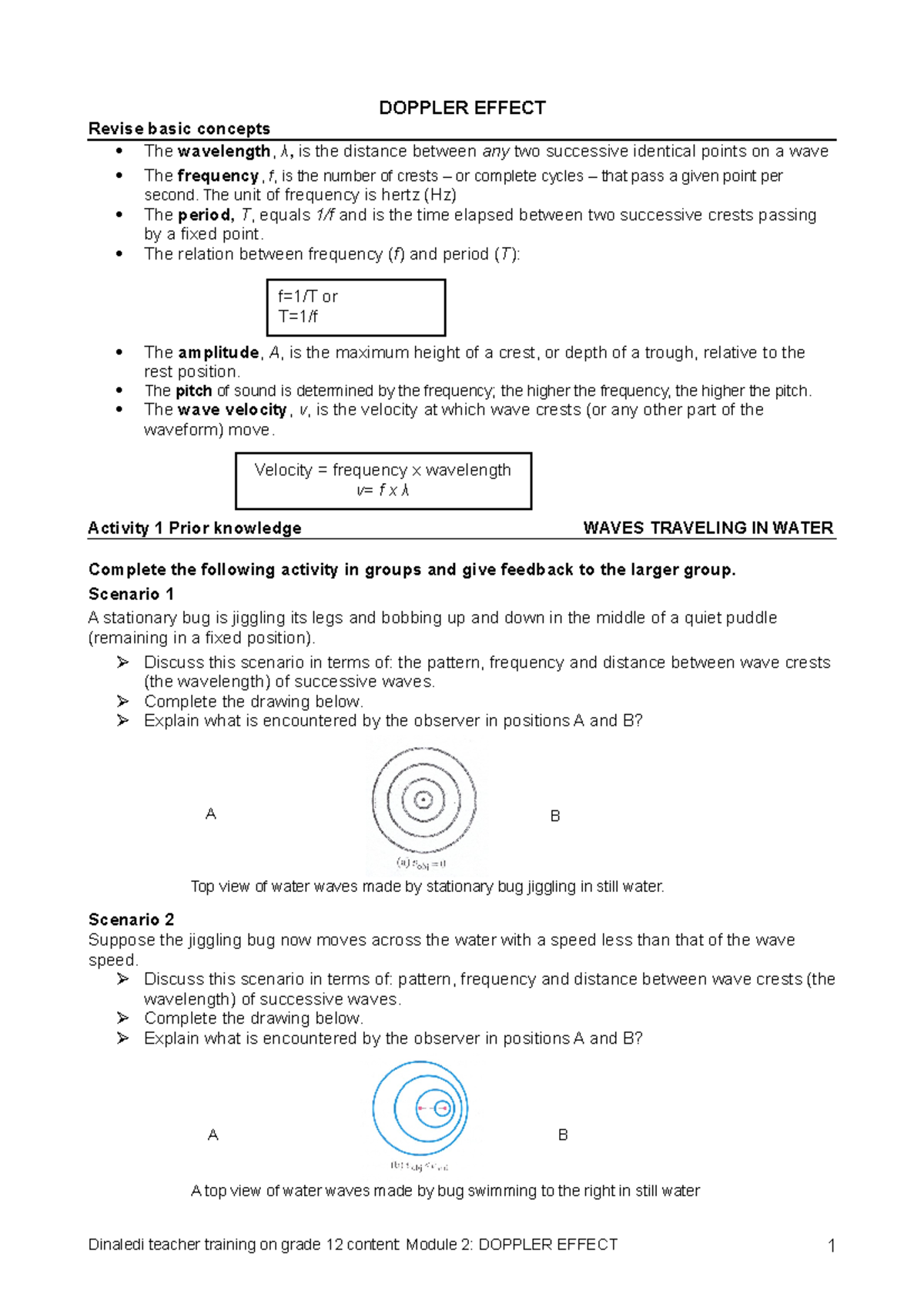 Doppler effect - DOPPLER EFFECT Revise basic concepts The wavelength, λ ...