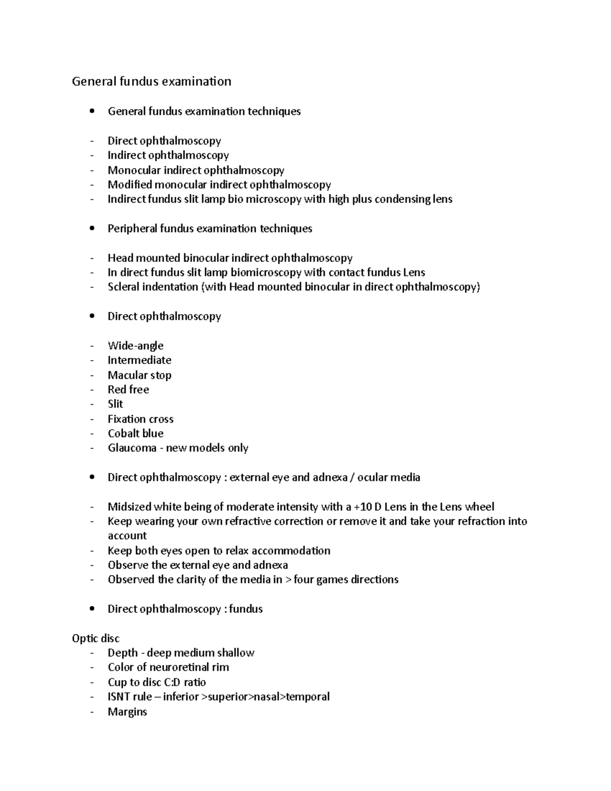 General fundus examination - Studocu