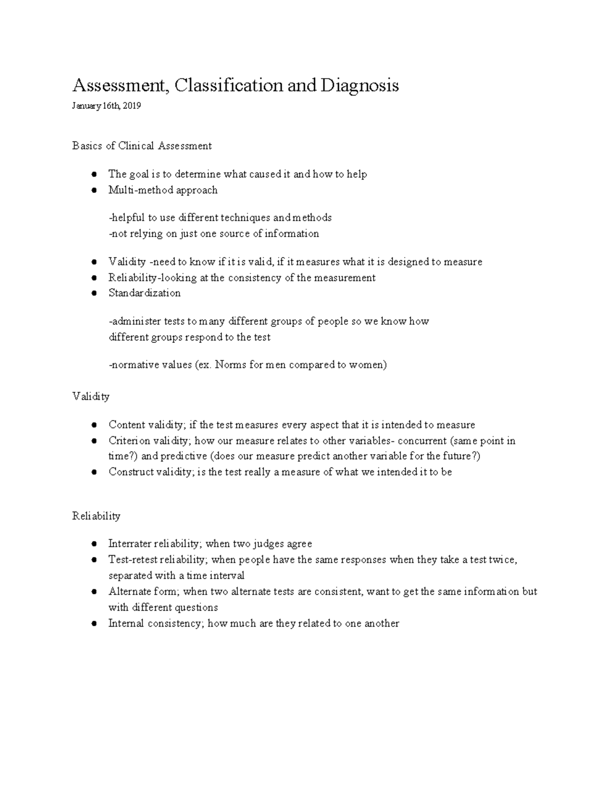 PS280- Assessment, Classification and Diagnosis - Assessment ...
