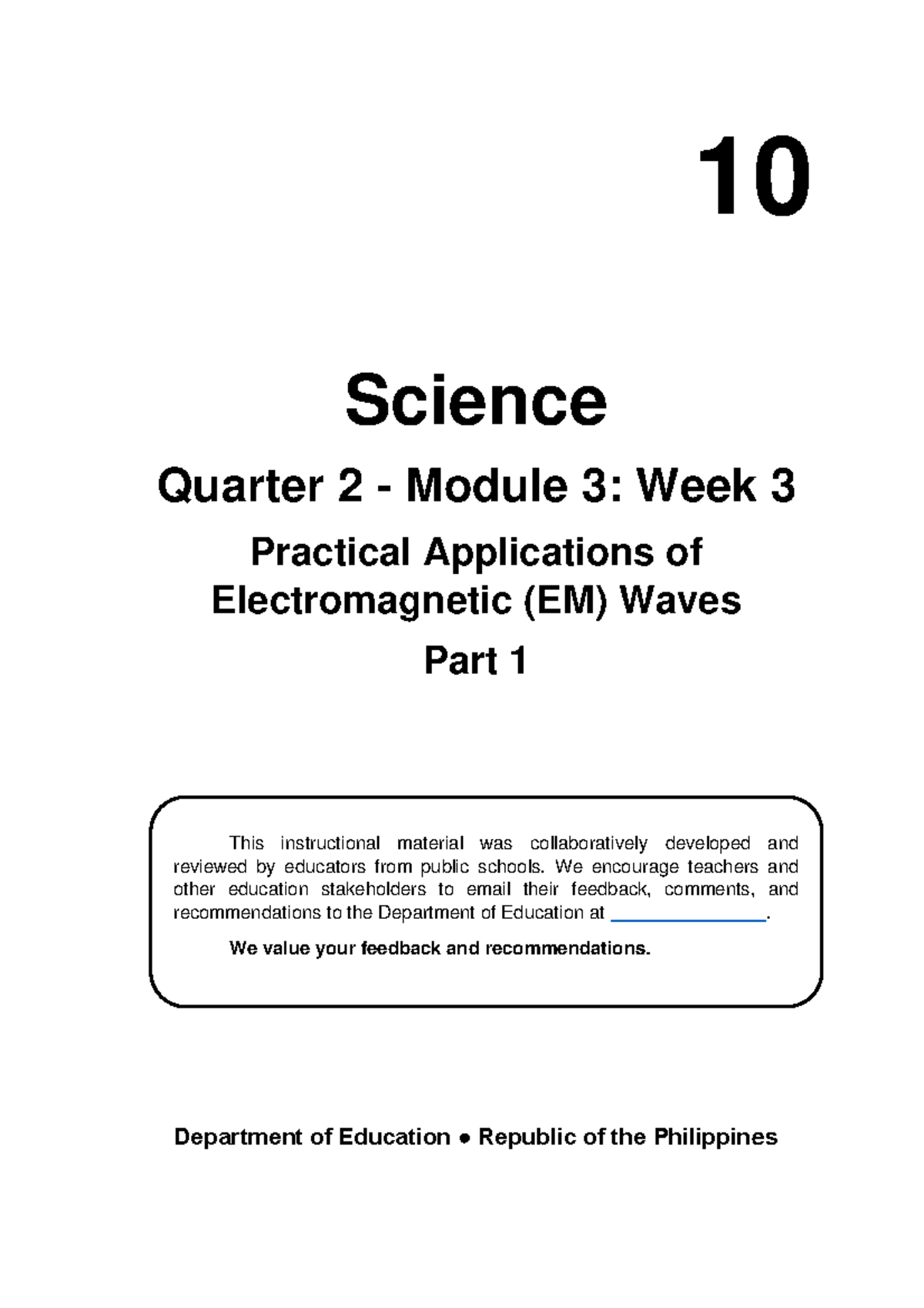 3 Q2 Science - 10 Science Quarter 2 - Module 3: Week 3 Practical ...