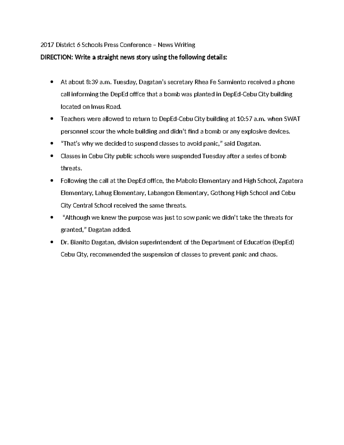 News Writing Sample - 2017 District 6 Schools Press Conference – News ...