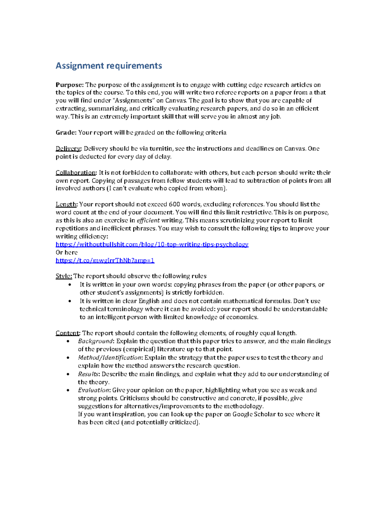 Assignments Instructions - Assignment requirements Purpose: The purpose ...