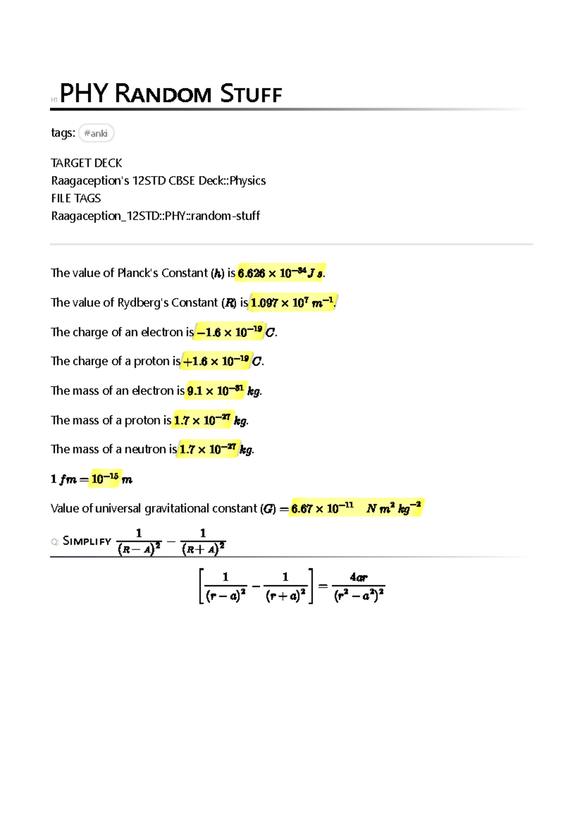 PHY Random Stuff Notes - H1 PHY R S tags: #anki TARGET DECK ...