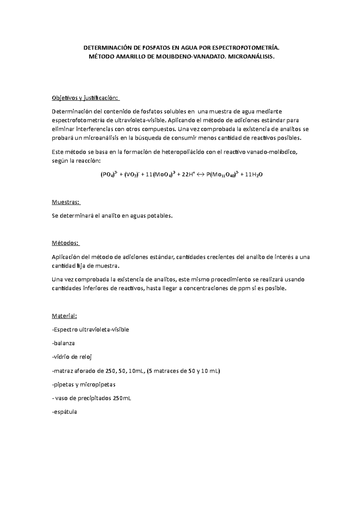 Determinación De Fosfatos En Agua Por Espectrofotometría
