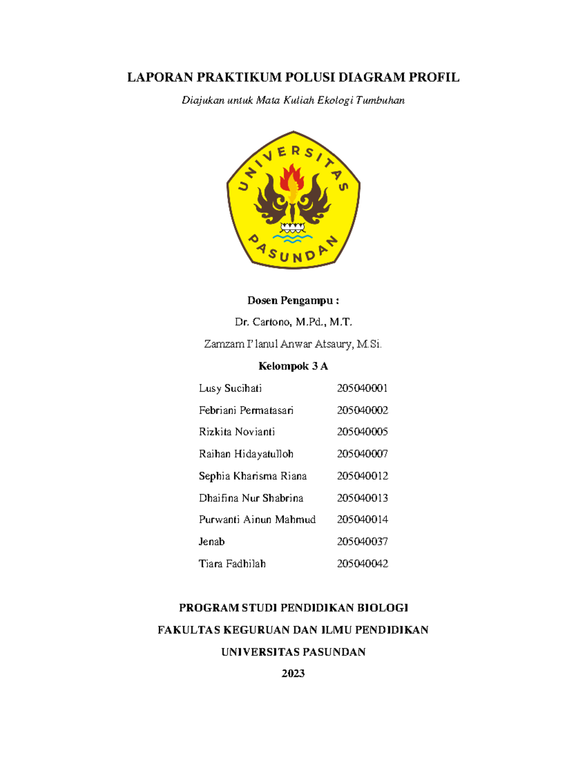KEL 3A Praktikum Diagram Profil - LAPORAN PRAKTIKUM POLUSI DIAGRAM ...