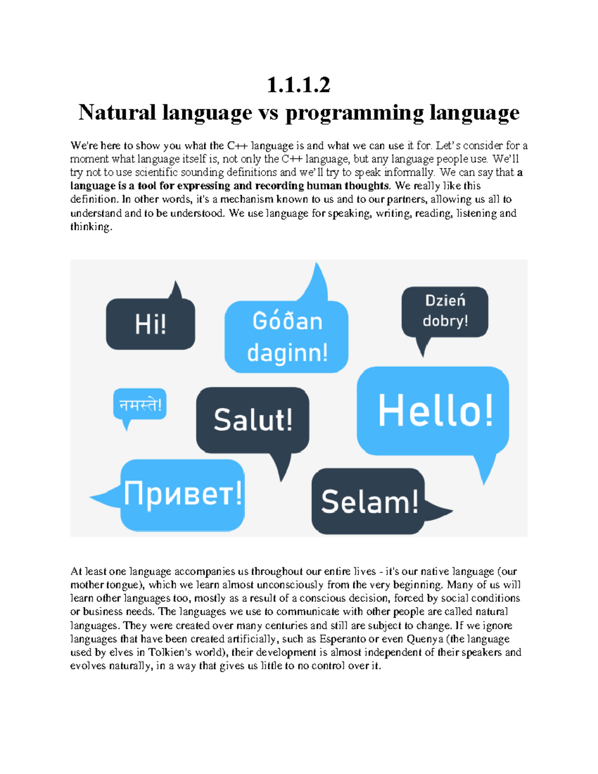 Cisco C++ Module NO - Important - 1.1. Natural language vs programming ...