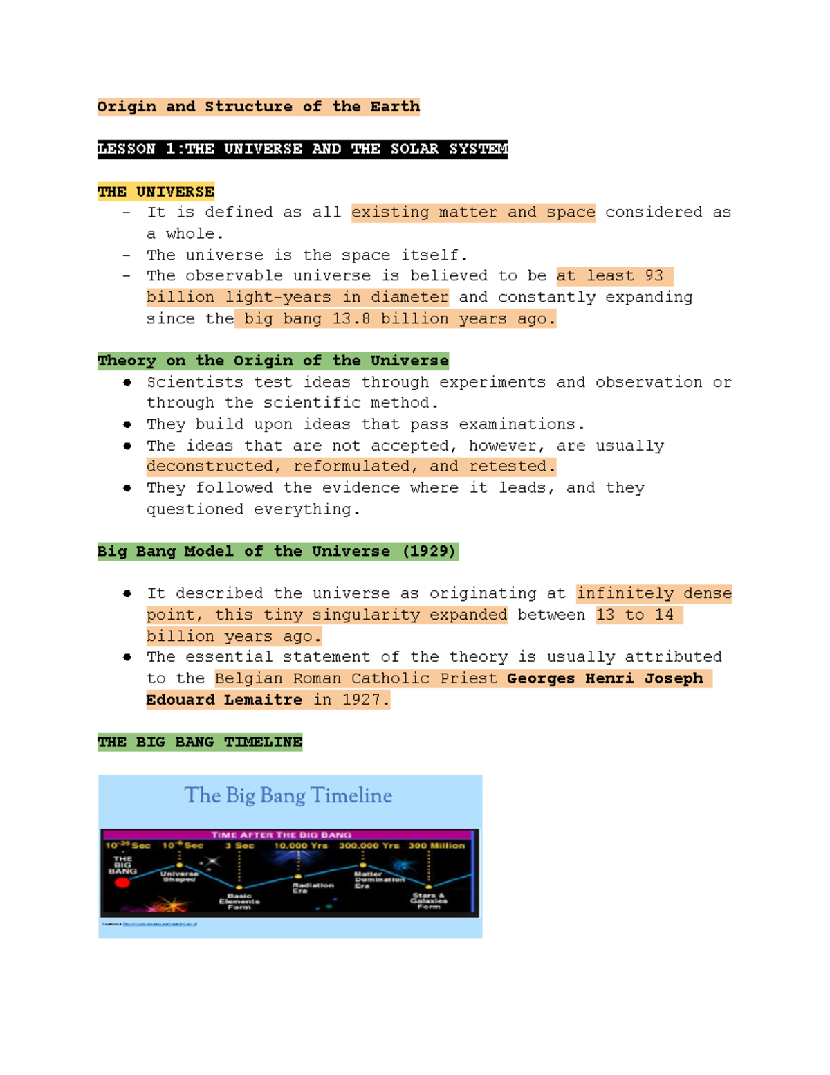 Earth Science-Midterm - Origin and Structure of the Earth LESSON 1:THE ...