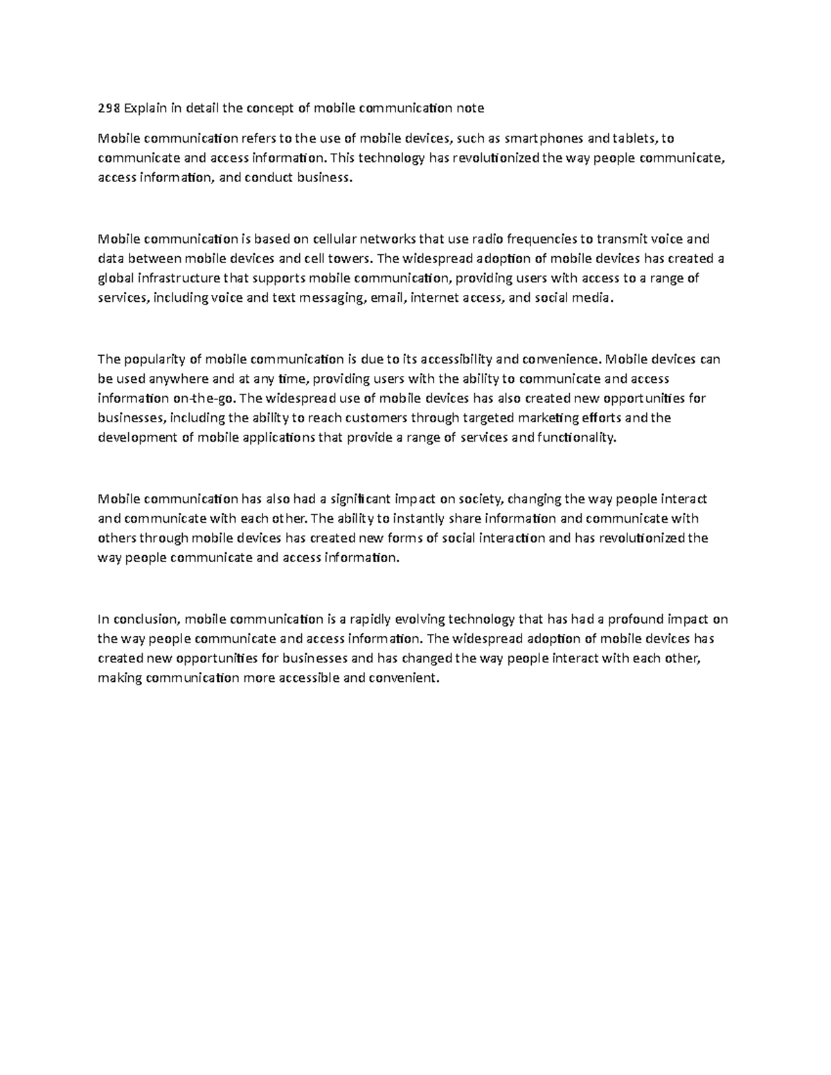298 Explain in detail the concept of mobile communication note - This ...