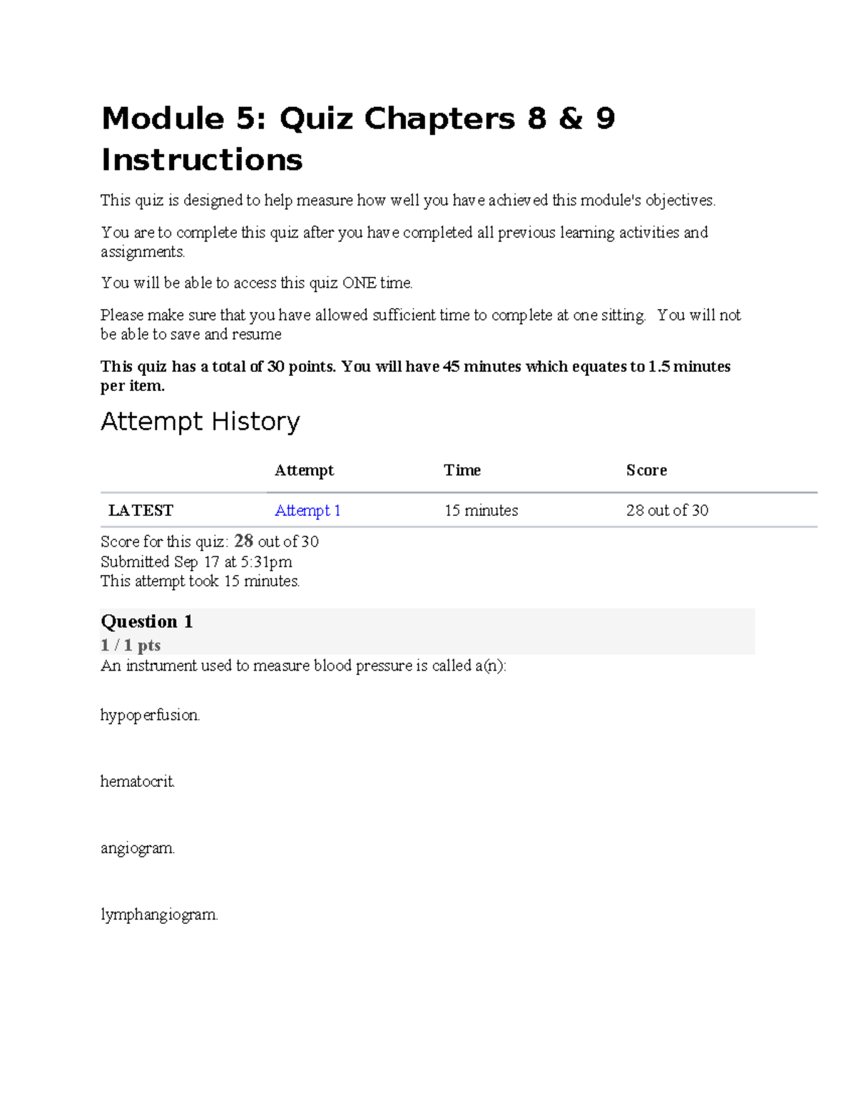 Quiz ch89 - Quiz Chapter 8/9 - Module 5: Quiz Chapters 8 & 9 ...